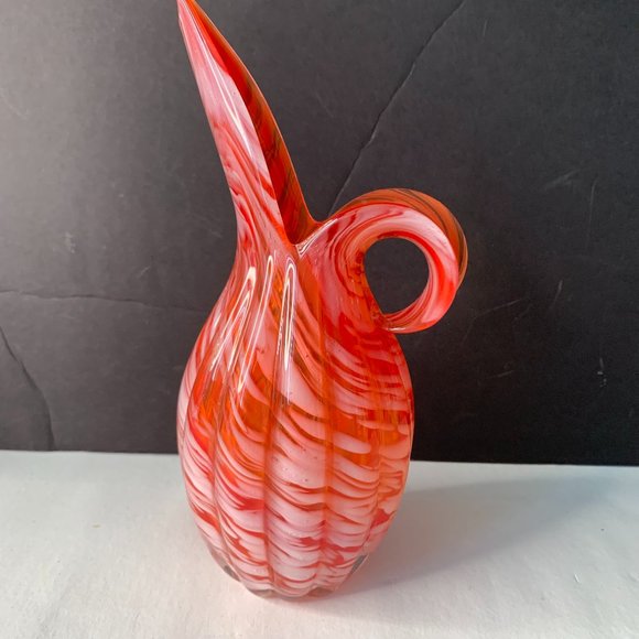 Lefton | Accents | Art Glass Pitcher Vase Lefton Vintage Red White ...
